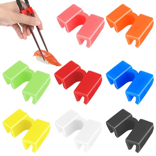 Chopstick Helpers for Beginners, Mabor 8 Pairs Training Chopstick Hinges Reusable Connector Multicolor Training Chop Sticks Easy Use for Adults, Kids, Beginner, Trainers or Learner