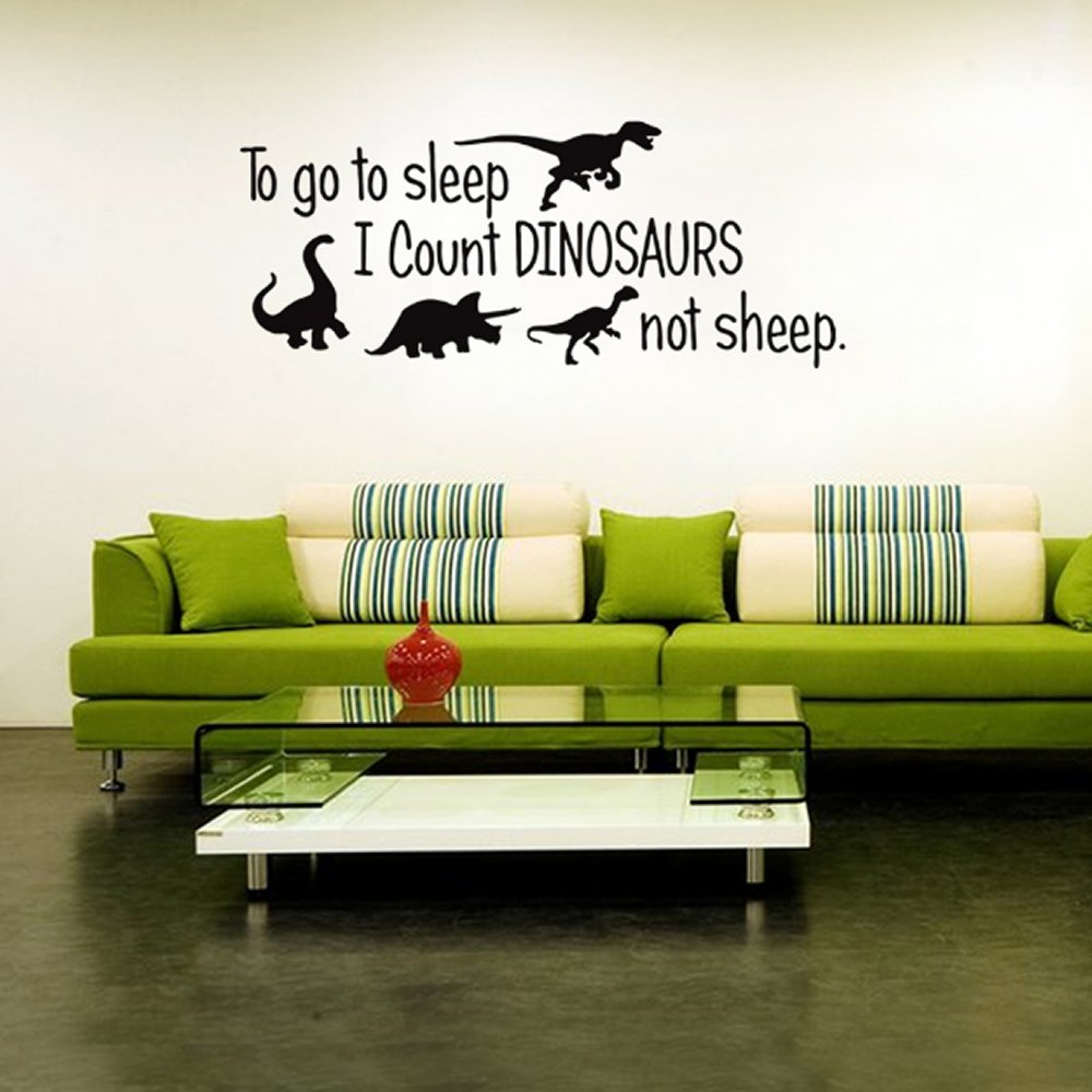to Go to Sleep I Count Dinosaurs Not Sheep Vinyl Wall Decals Kids Room Bedroom Nursery Cartoon Wall Art Home Decor Stickers