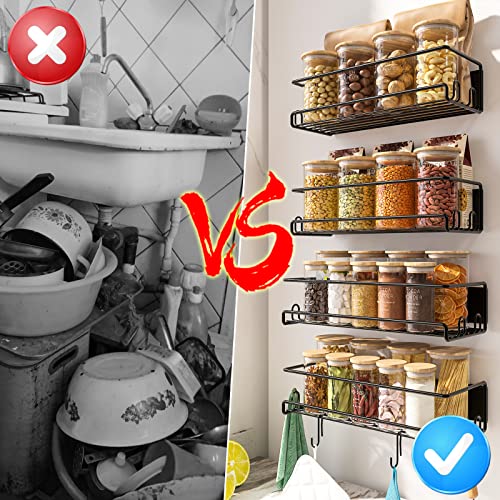 Deinyi Magnetic Spice Rack for Refrigerator, Spice Rack, Spice Organizer, Magnetic Spice Rack, Spice Storage, Spice Rack for Spice Jars and Spice Bottles, Storage Rack with 24 Hooks, Metal Black