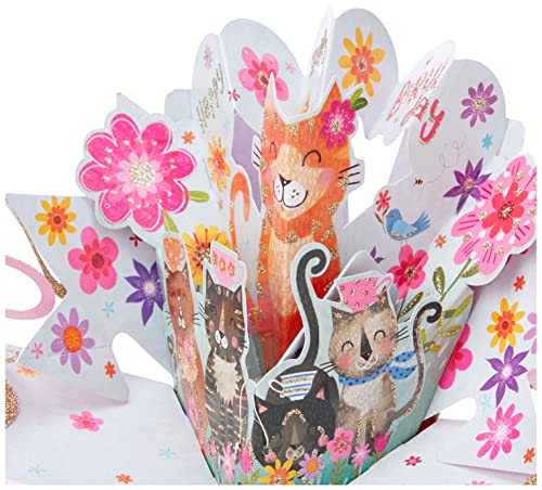 Happy Birthday Cats Pop-Up Greeting Card Original Second Nature 3D Pop Up Cards