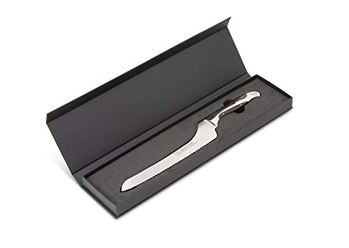 Hammer Stahl 9-Inch Offset Bread Knife - Scallop Serrated Blade - High Carbon German Steel - Ergonomic Quad-Tang Pakkawood Handle