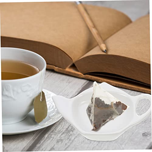 Healeved 2pcs Tea Bag Saucer China Tea Set Condiment Tray Platter Tray Ceramic Teabag Tray Tea Sachet Holder Porcelain Spoon Rest Tea Bag Holders Tea Coasters Trays Small Teabag Coasters