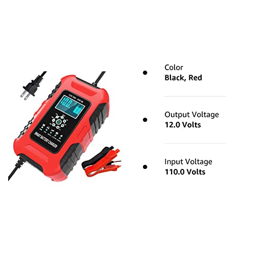ATian 10-Amp Battery Charger, 12V/10A 24V/5A Smart Automatic Maintainer Trickle Charger with Temperature Compensation for Car Motorcycle Lawn Mower Lear-Acid AGM LiFePO4 Battery