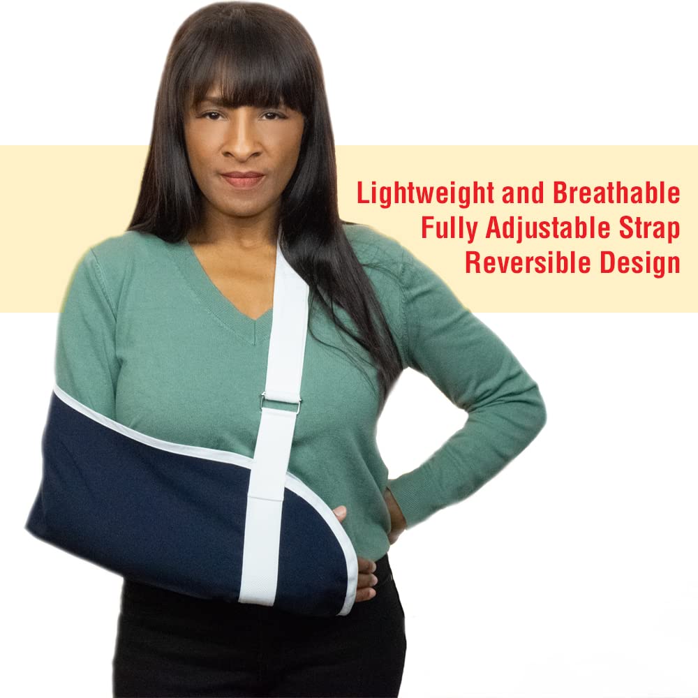 Arm Sling Shoulder Support Broken Arm Adjustable Shoulder Immobilizer Reduce Cervical Strain Wrist Injury Elbow Surgery Fractured Bones Unisex Breathable Left and Right Hand - Sago Health Care