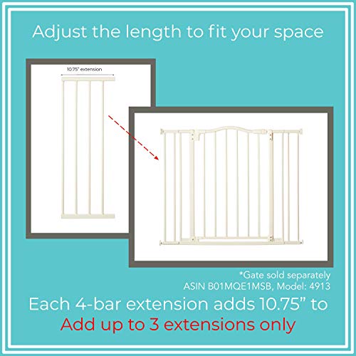 Toddleroo by North States 10.75” Extension for “Arched Auto Close with Easy Step Baby Gate”. Fits openings up to 63.38'' wide. Add up to 3 extensions. No tools required. (Adds 10.75" width, White)