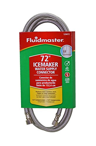 Fluidmaster 12IM72 Braided Stainless Steel Ice Maker Connector Water Line with Dual 1/4-In. x 1/4-In. Female Compression Threads, 6 Ft. (72-In.) Length