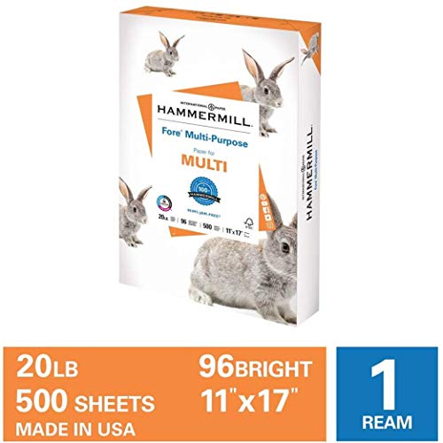 Hammermill Printer Paper, Fore Multipurpose 20 lb Copy Paper, 11 x 17 - 1 Ream (500 Sheets) - 96 Bright, Made in the USA