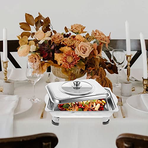 Healeved Snack Tray Chafing Dish Stainless Steel Buffet Chafer Tray Rectangular Buffet Stove Chaffing Servers Food Warmers for Parties Buffets Catering Chafing Dish Buffet Set