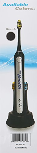 Pyle Health Ultra sonic Wave Rechargeable Electric Toothbrush with 3 brush modes, two minute timer, 2 Oral Brush Heads, Automatic Charging Dock Holder - For Kids, Teens, Adults - PHLTB41BK (Black)