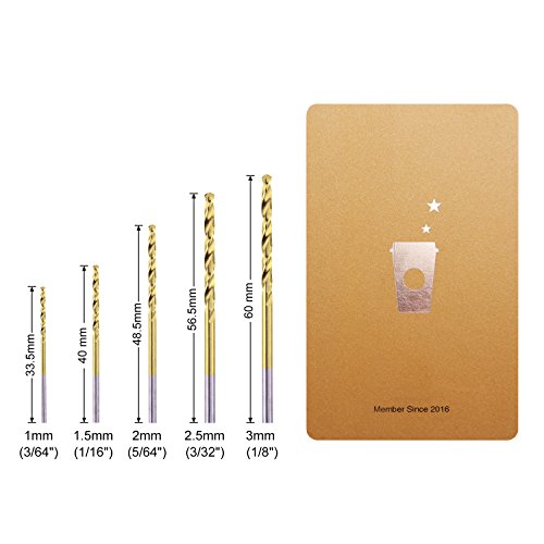 HSS Micro Titanium Coated Twist Drill Bit Set, High Speed Steel Jobber Length Drill, Split Point, 50 PCS Drill Bits Tools, 1/32" to 7/64"(0.8,1.6,2.0,2.5,3.0) for Wood Plastic and Metal
