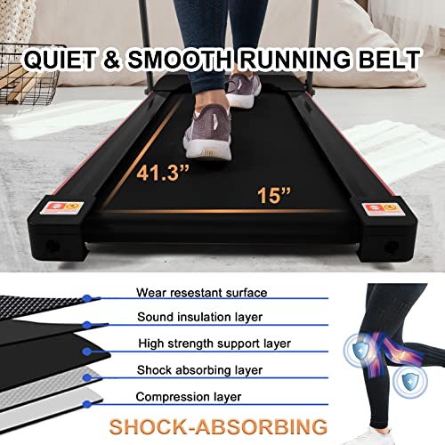 FYC Folding Treadmill for Home - Foldable Treadmill Slim Compact Running Machine Portable Electric Treadmill Workout Exercise for Small Apartment Home Gym Jogging Walking，Black