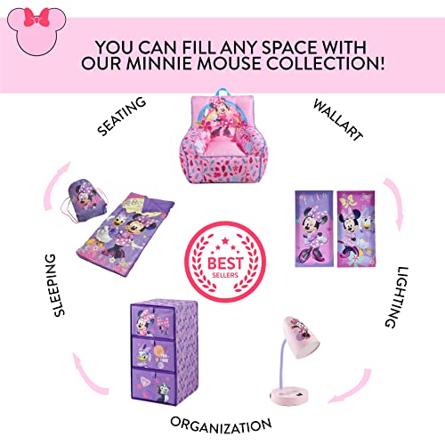 Idea Nuova Disney Minnie Mouse Collapsible Children’s Toy Storage Trunk, Durable with Lid