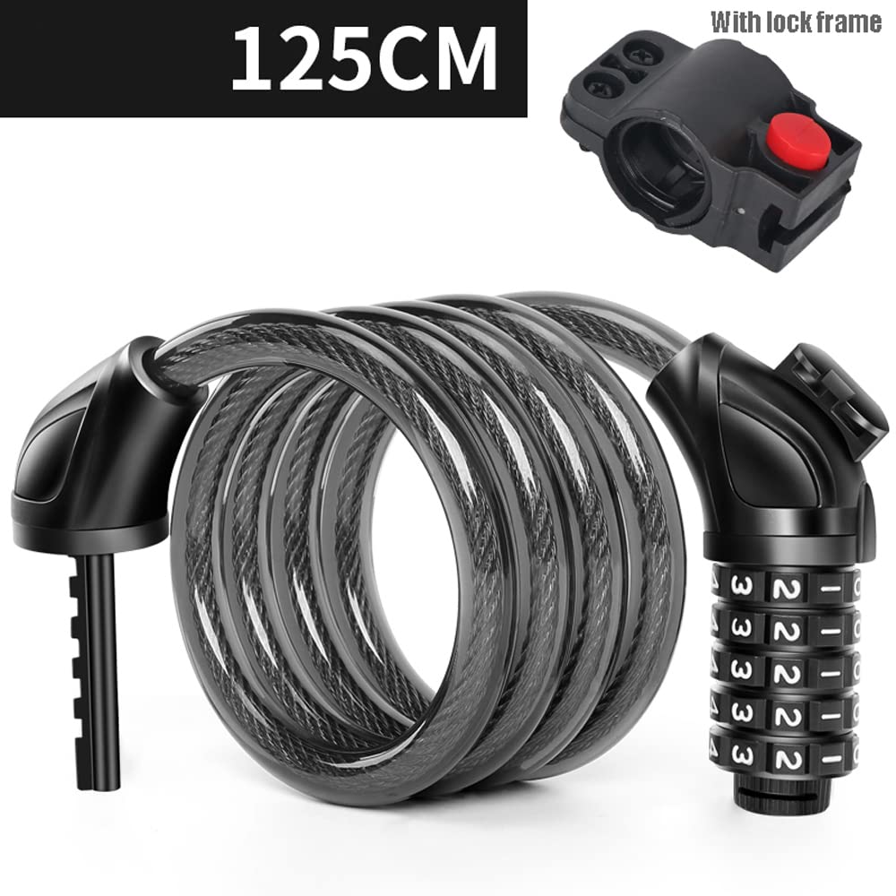 AZPINGPAN Anti-Theft Code Bike Lock Cable, High Security 5 Digit Resettable Combination Coiling Bike Cable Locks, Bicycle Cable Lock for Bicycle Outdoors, Bicycle Accessory