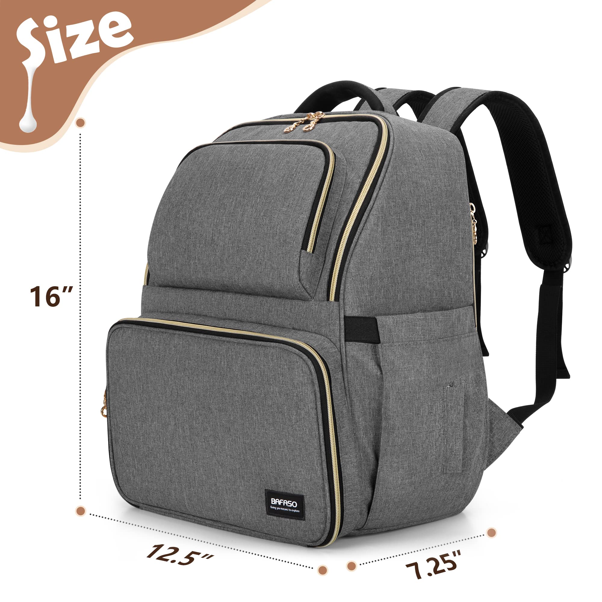 BAFASO Breast Pump Bag with Laptop Sleeve, Breast Pump Backpack Compatible with Spectra S1, S2 and Most Breast Pump Brands (Bag Only), Gray