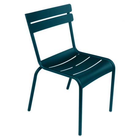 Fermob - Luxembourg Side Chair - Set of 2 - Aluminum Outdoor Chairs for Garden & Patio - Stackable, Lightweight, & Comfortable - (Acapulco Blue)