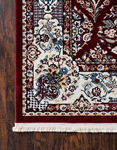 Unique Loom Narenj Collection Classic Traditional Textured Repeat Design Area Rug, 5' 0" x 8' 0", Burgundy/Tan
