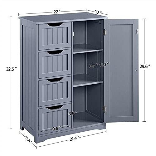 Wood Barhroom Floor Cabinet/Kitchen Cupboard with 4 Drawers,Hallway Cabinet Fabulou Cabinet Bathroom cabinets Bathroom Accessories Bathroom Set Bathroom Sets Bath Accessories