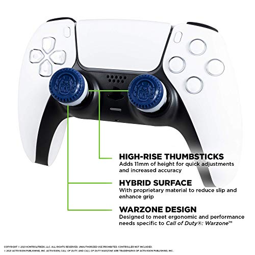 KontrolFreek Call of Duty: Warzone Performance Thumbsticks for Playstation 4 (PS4) and Playstation 5 (PS5) | 2 High-Rise, Hybrid| Blue/Gray