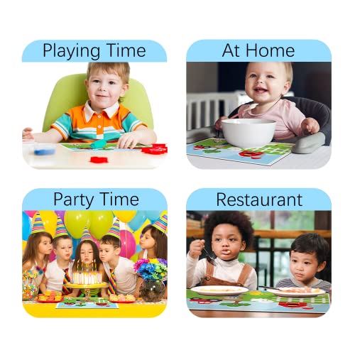 Disposable Stick-on placemats(Individually Wrapped) for Baby&Toddler&Kids, Sticky Table Cover placemats for Restaurant/Travel, Waterproof Cover 12''x18''(Farm Pattern)