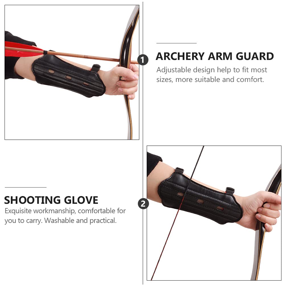BESPORTBLE 1 Pair Children Archery Arm Guard Leather Forearm Protector for Kids Youth Shooting Hunting Practice Bow Archery