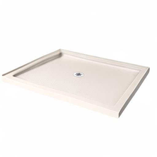 DreamLine SlimLine 32 in. D x 42 in. W x 2 3/4 in. H Center Drain Single Threshold Shower Base in Biscuit, DLT-1132420-22