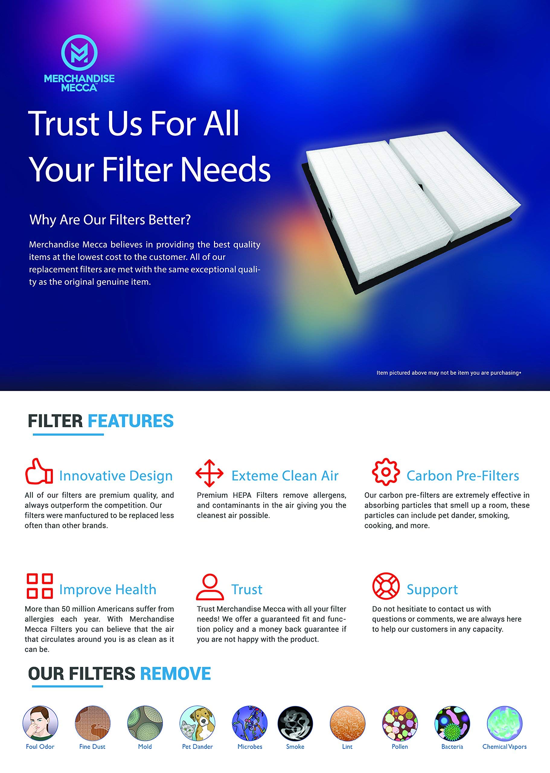 Idylis B 2 HEPA Filters and 2 Idylis B Pre-Filters - Made for IAP-10-050, IAP-10-125 & AC-2125