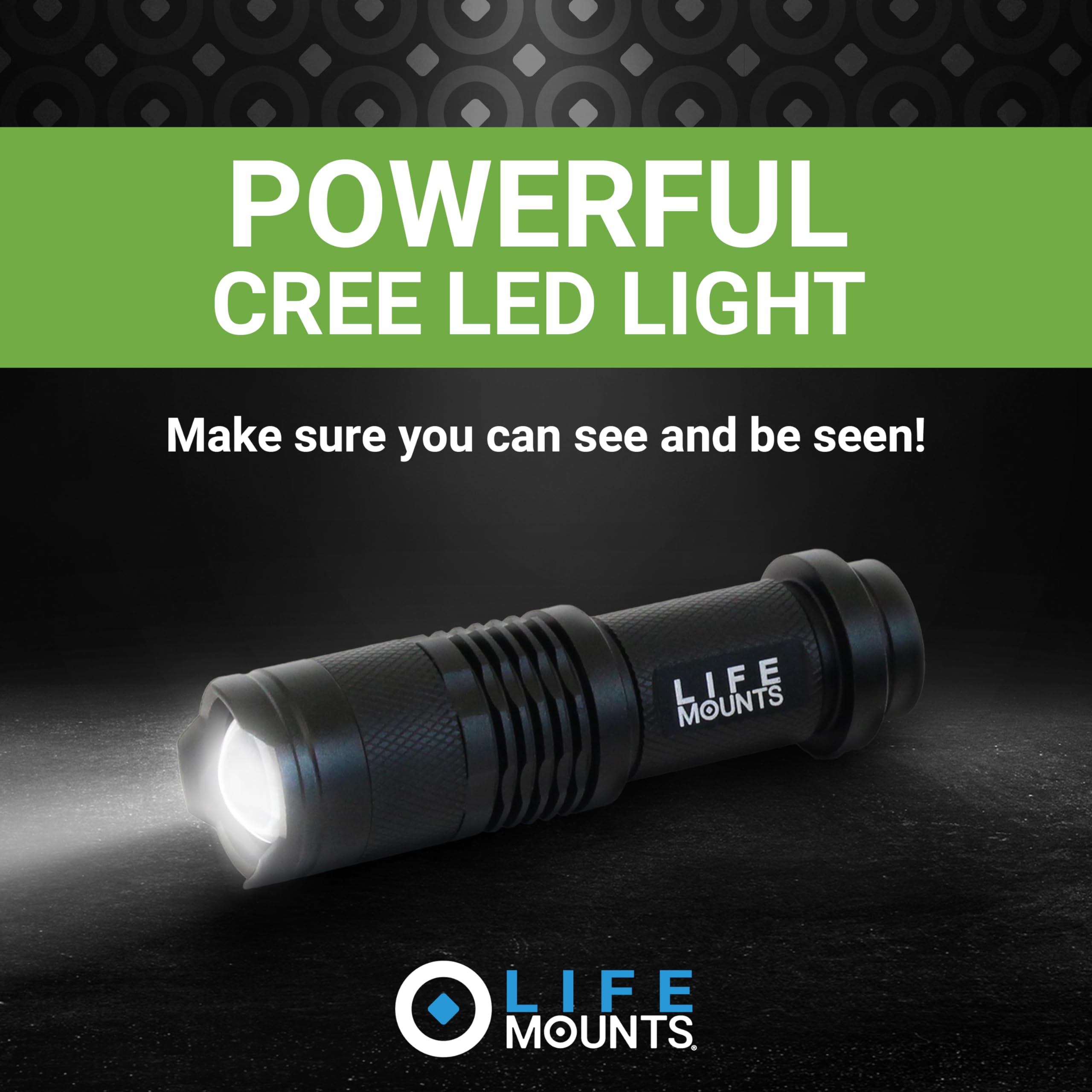 The Original LED Stroller Light and Universal Mount by Life Mounts - Fits All Stroller Brands - (Black)