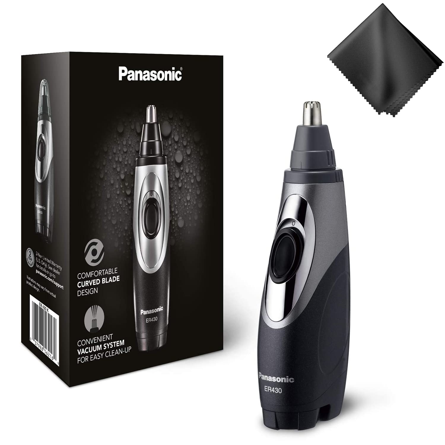 Panasonic Men's Wet/Dry Nose & Ear Hair Trimmer with Vacuum Cleaning System, Black