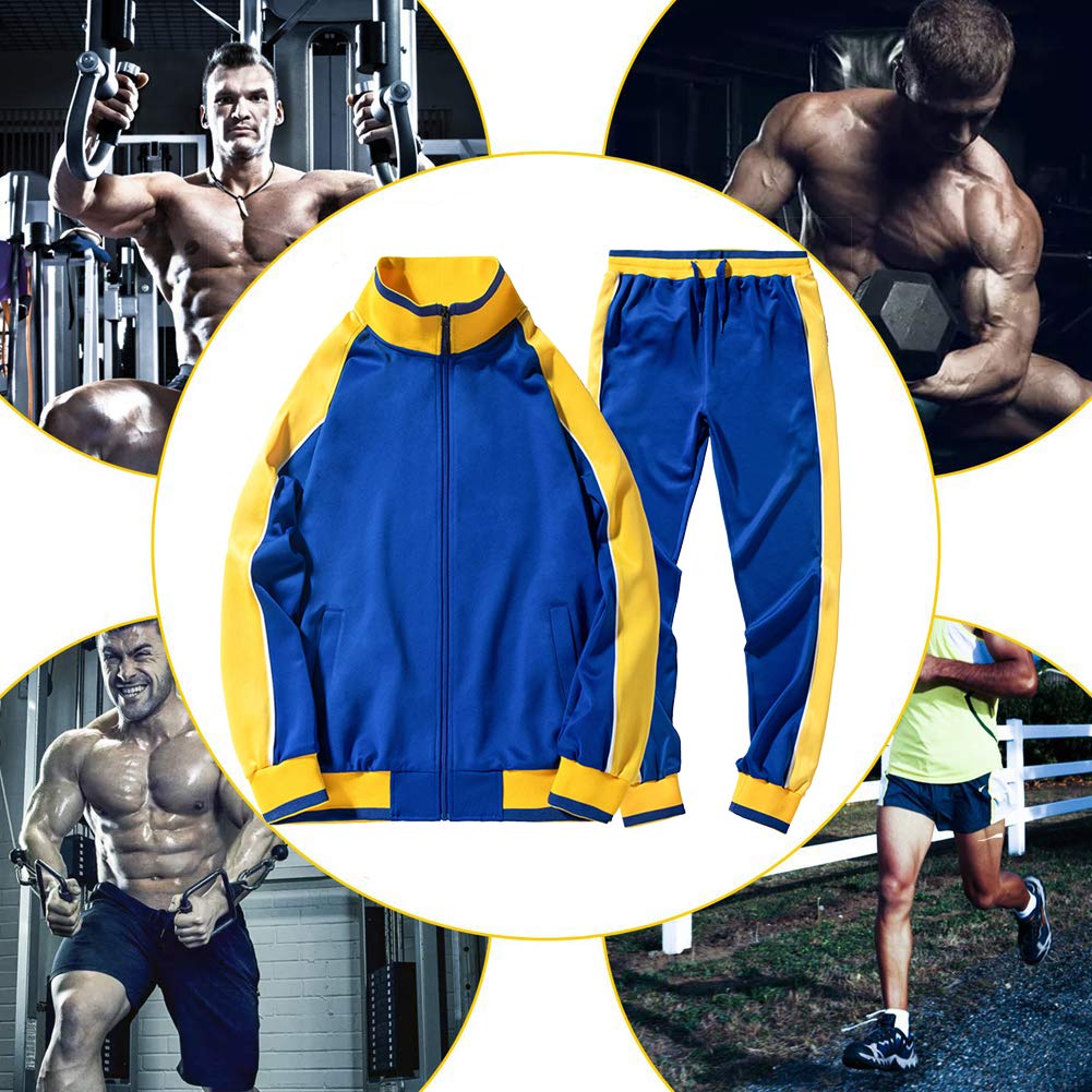 AOTORR Men's Sweat Suit Set Casual Full Zip Running Athletic Long Sleeve Tracksuit Armygreen L