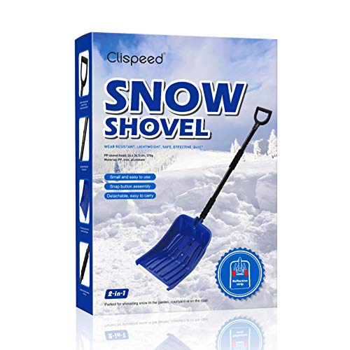 CLISPEED Snow Shovel for Car, Folding Snow Shovel with Ice Scraper for Car Truck Driveway Snow Removal (Blue)