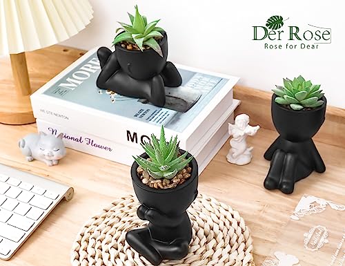 Der Rose 3pcs Fake Succulents Plants Artificial for Bathroom Bedroom Home Room Decor Aesthetic Indoor