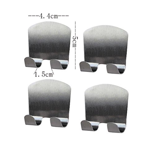 RFORPLY Set of 4 Stainless Steel Multi Purpose Sticking Hook ,Shaving Razor,Plug Hook,Towel Hook