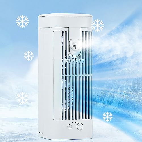 Latest Version Summer Air Conditioners, High Power Automatic Remote Head Air-Conditioner, USB Air-Conditioner Humidifier with 3-Speed with Automatic Head Shaking for Office Bedroom