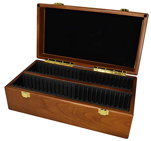Certified Coin Wood Teak Finish Fifty-Coin Storage/Display Box for Certified or Certified Style Coin Holders PCGS/NGC/Premier/Ursae Minoris