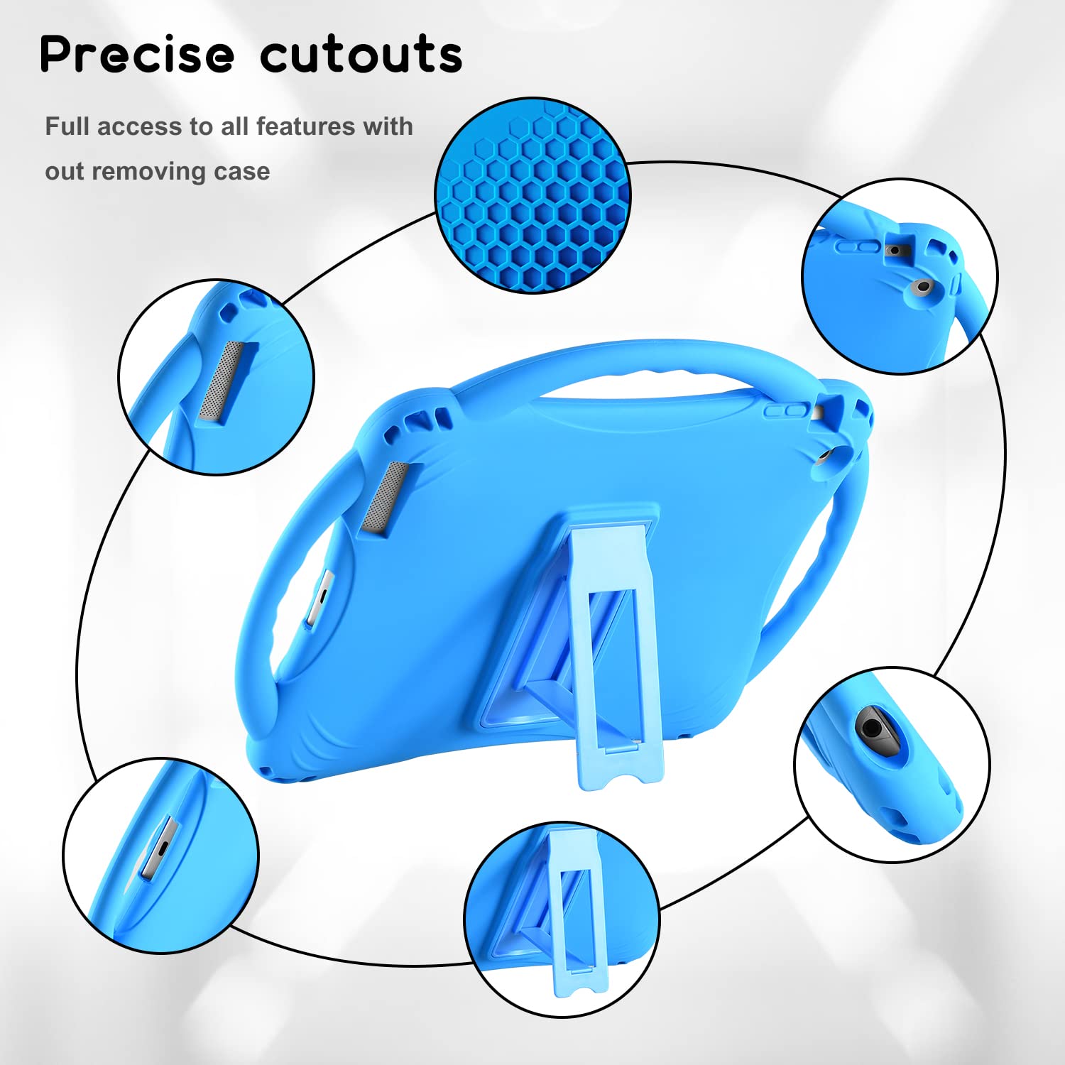 TopEsct Kids case for iPad 2nd/3rd/4th Generation, Comes with Tempered Glass Screen Protector and Strap (Blue)