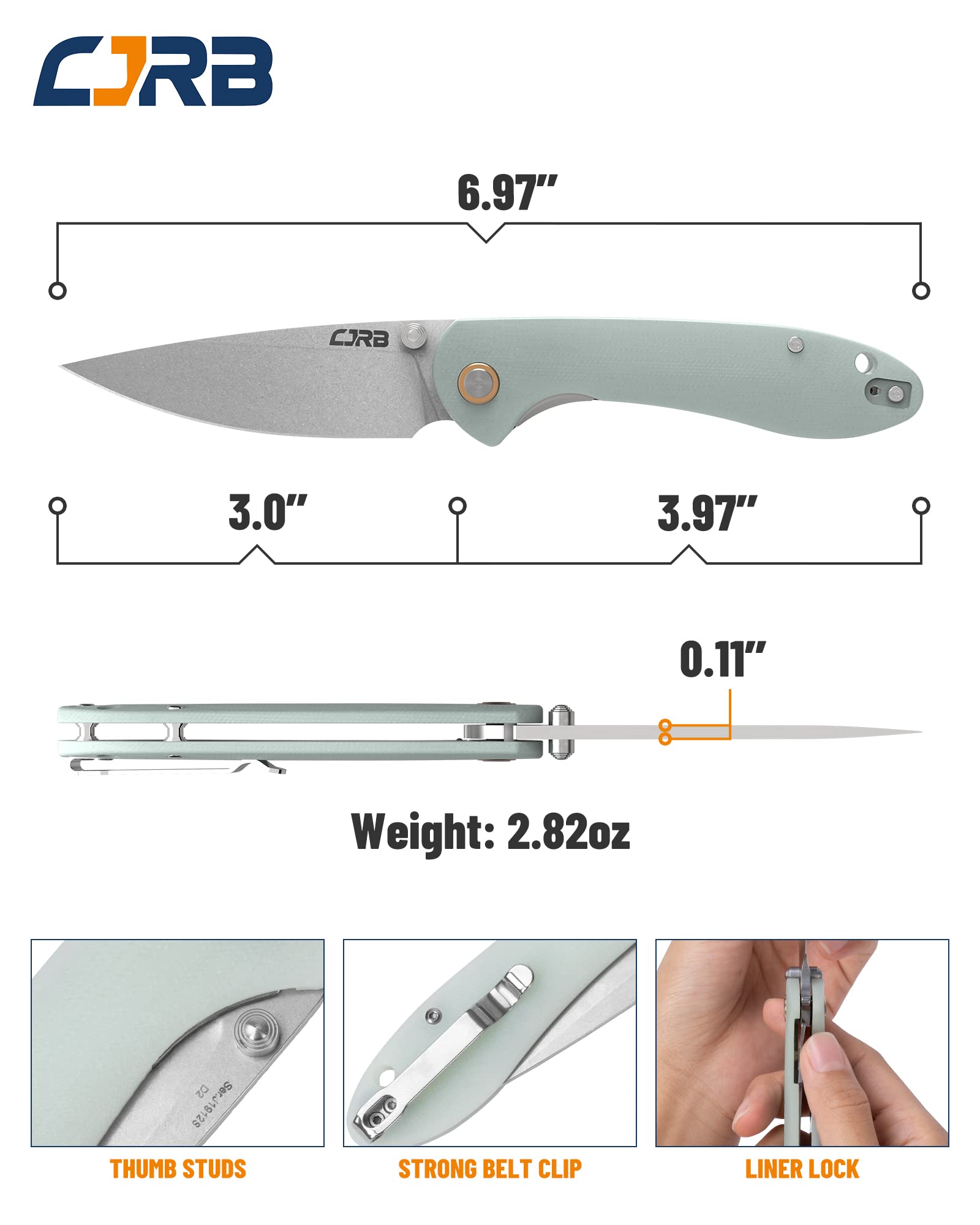 CJRB Small Feldspar Green Bundled with Blue Great EDC Knife Companion