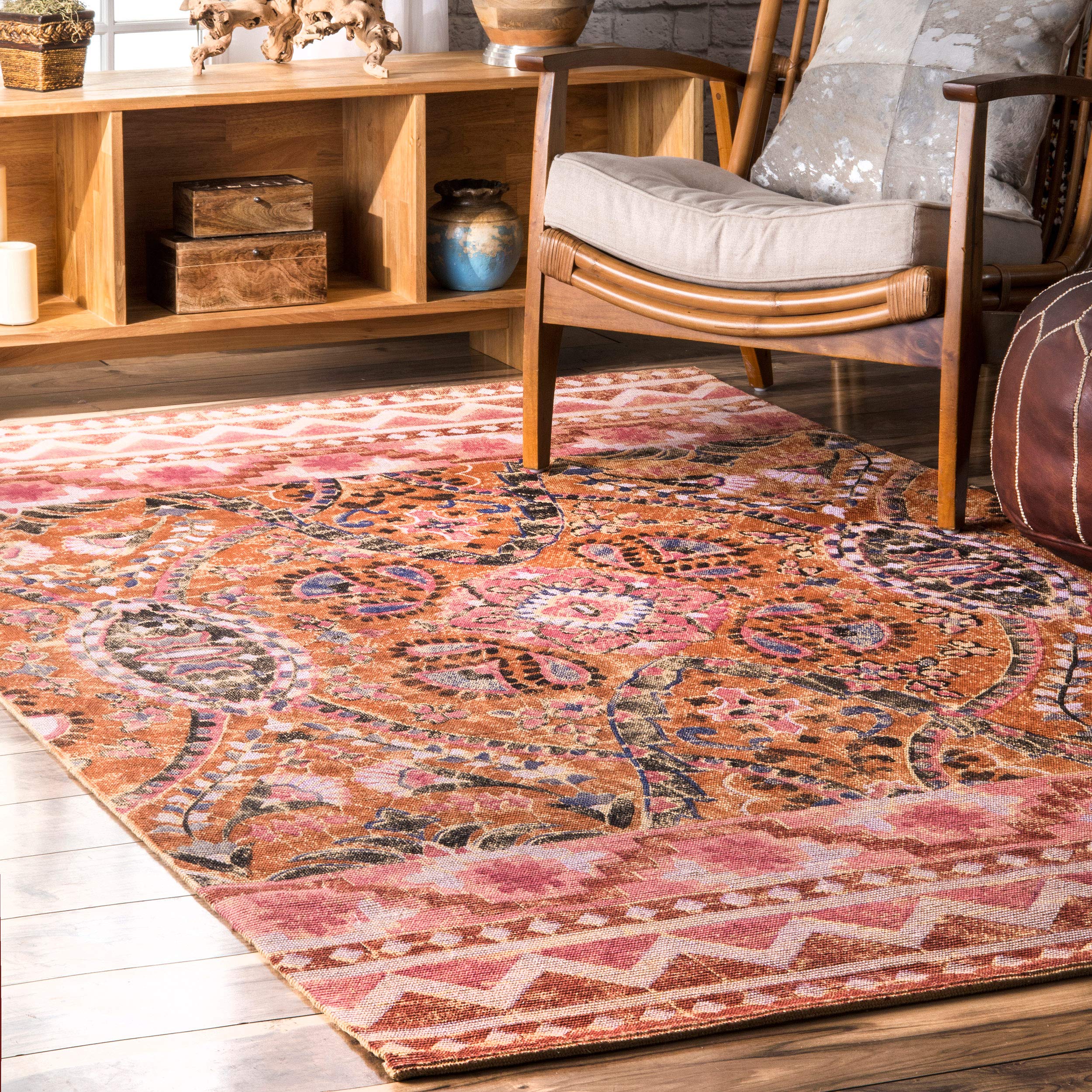 nuLOOM Machine Woven Dara Suzani Jute Area Rug, 8x10, Orange