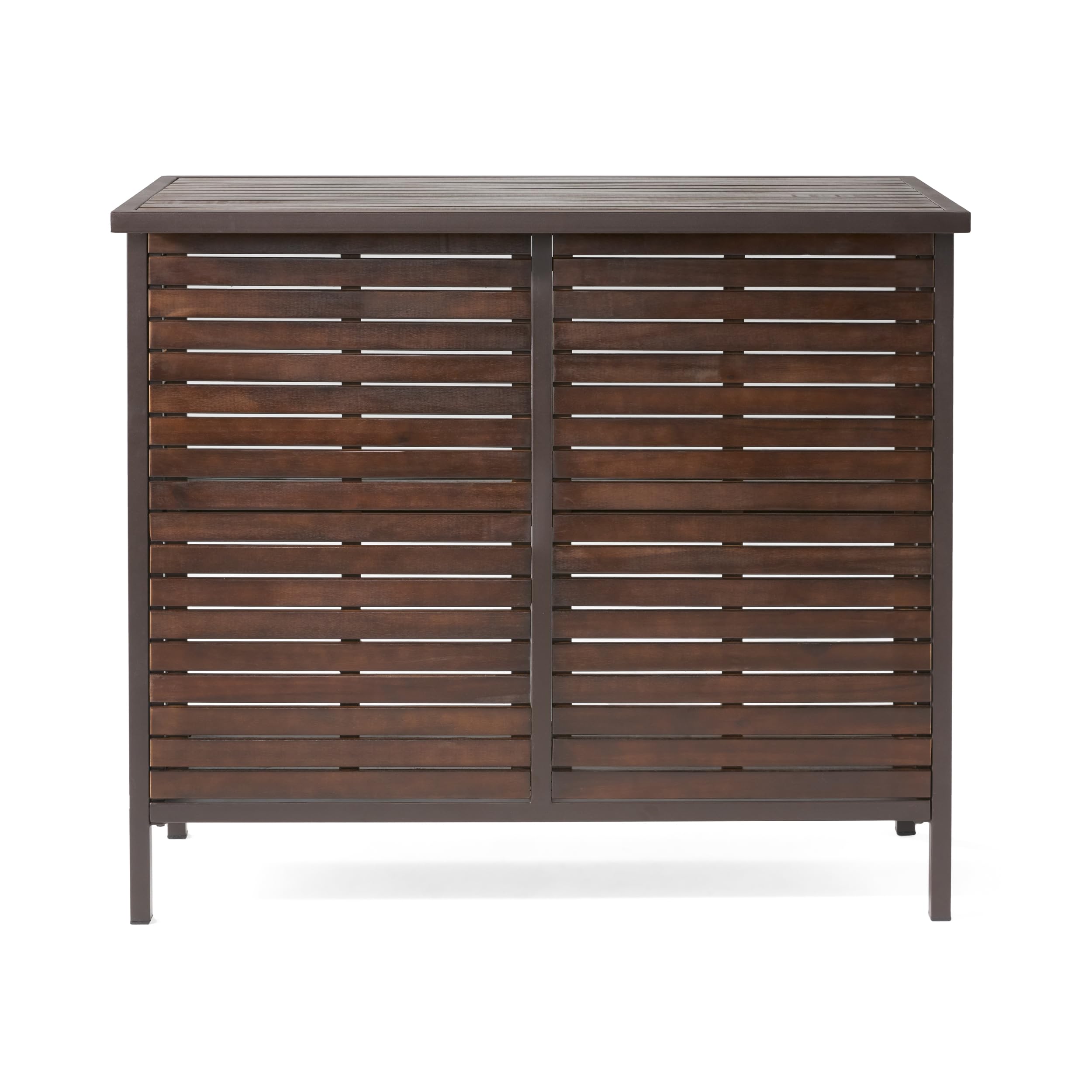 Christopher Knight Home Milos Indoor/Outdoor Acacia Wood 3 Piece Bar Set, 15.75 "W x 17.5 "D x 37.75 "H, Dark Brown + Rustic Metal