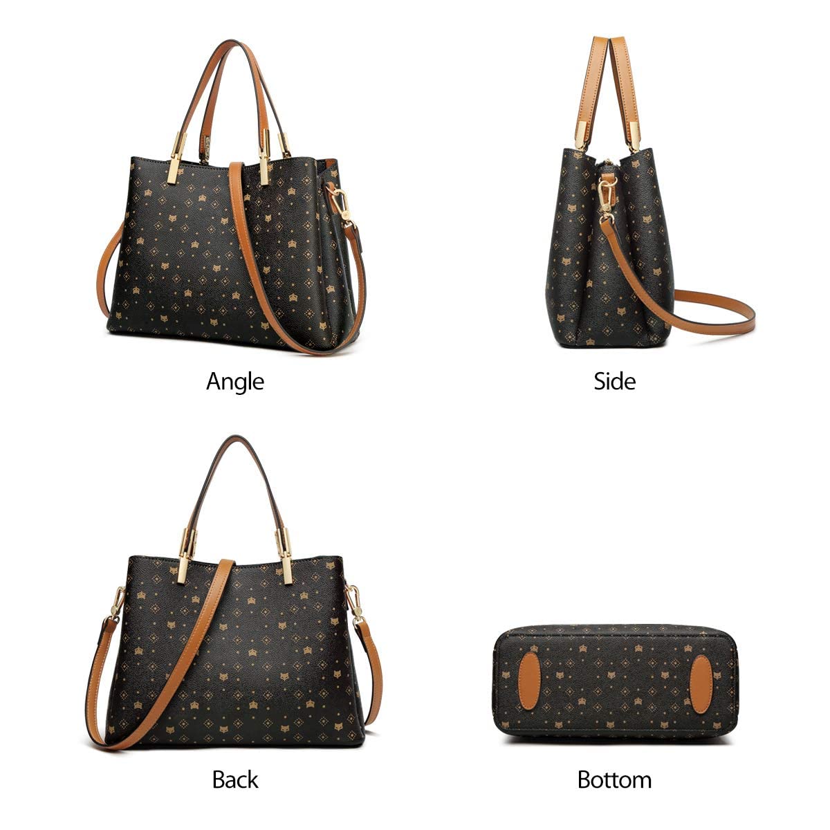 iFOXER PVC Leather Handbags for Women Top-handle Bags (brown)