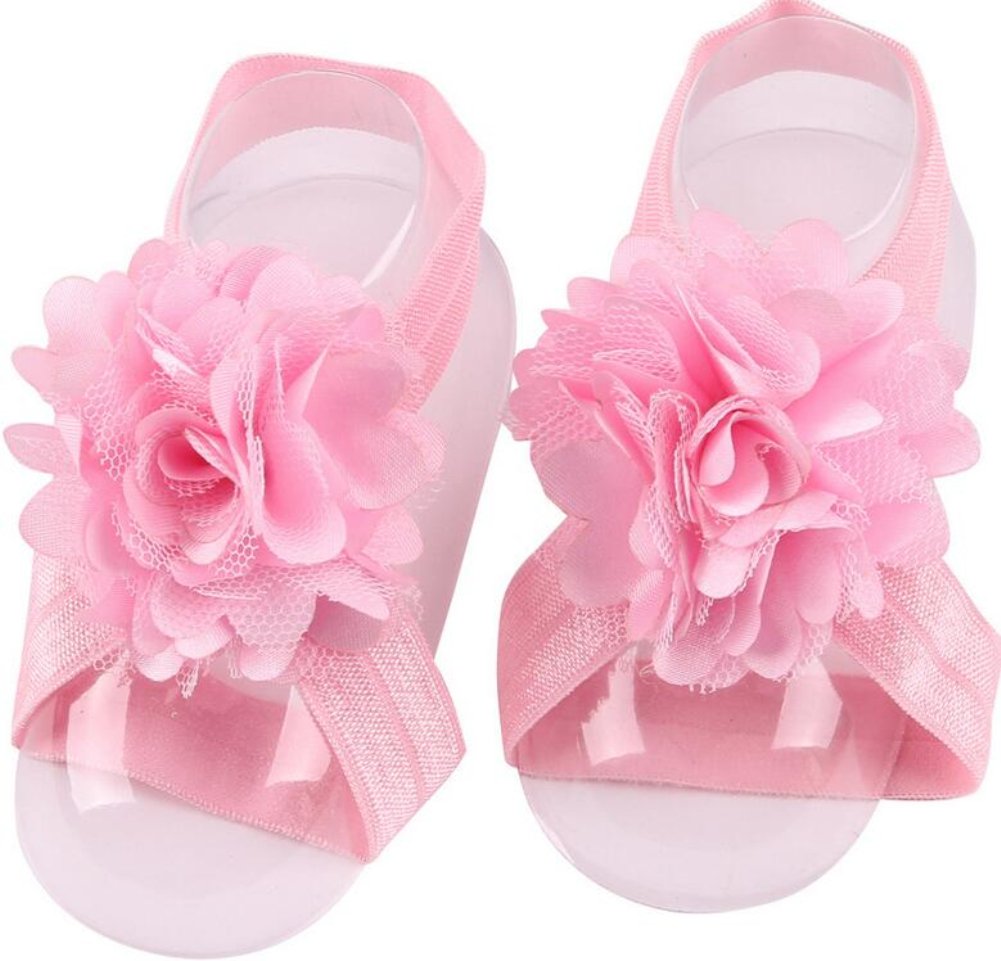 Toptim Baby Girl's Barefoot Sandals Flower for Newborn Toddlers (0-3T) (Mixed 12 Colors)