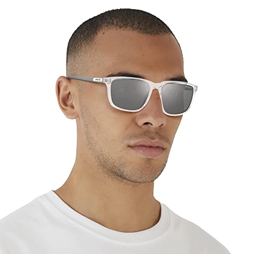 ARNETTE Unisex Sunglasses Crystal Frame, Dark Grey Mirror Silver Polarized Lenses, 58MM