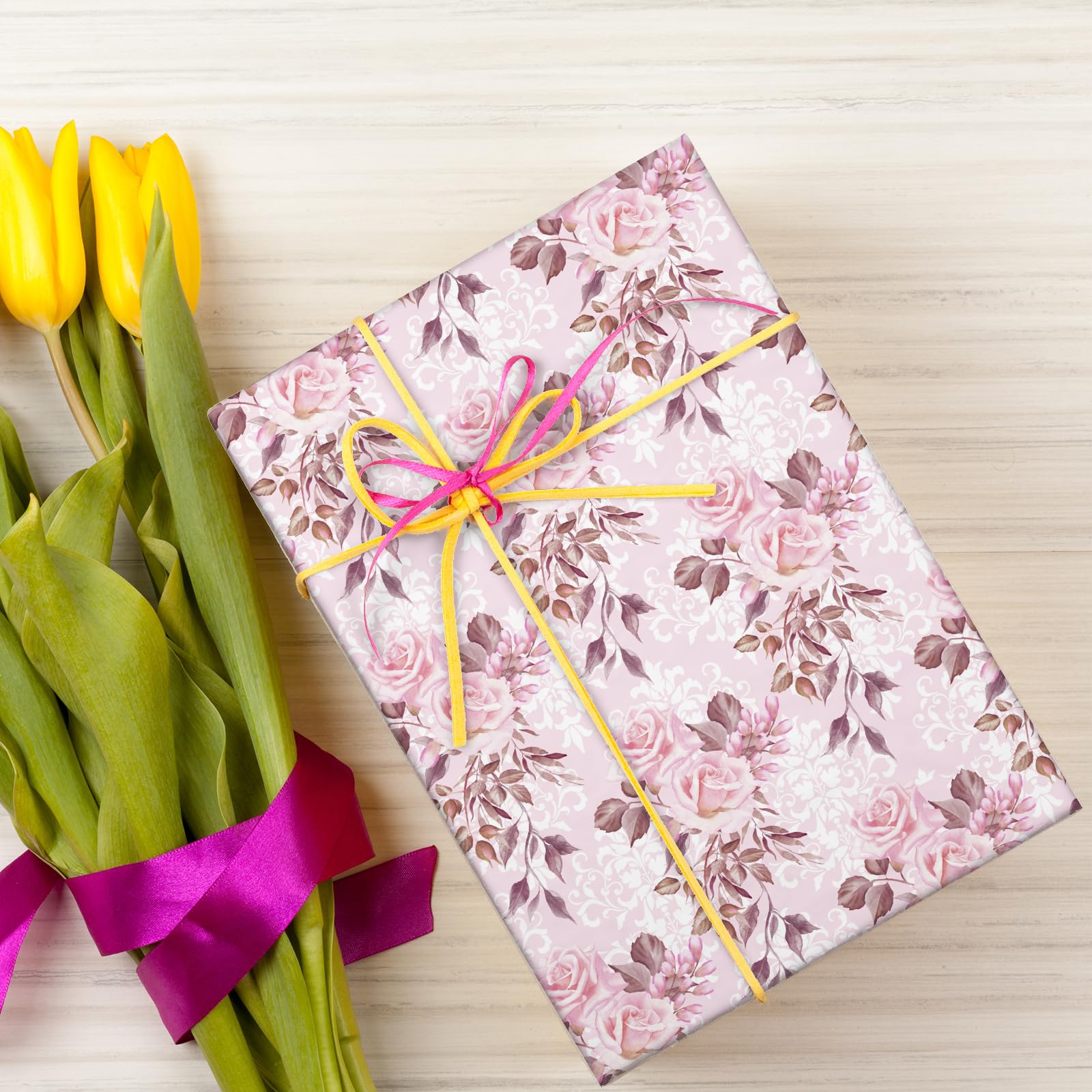JarThenaAMCS 12Pcs Floral Cotton Fabric Bundles Pink Rose Fat Quarters Retro Flower Quilting Patchwork for Spring DIY Craft Home Party Decor, 18 x 22 Inch