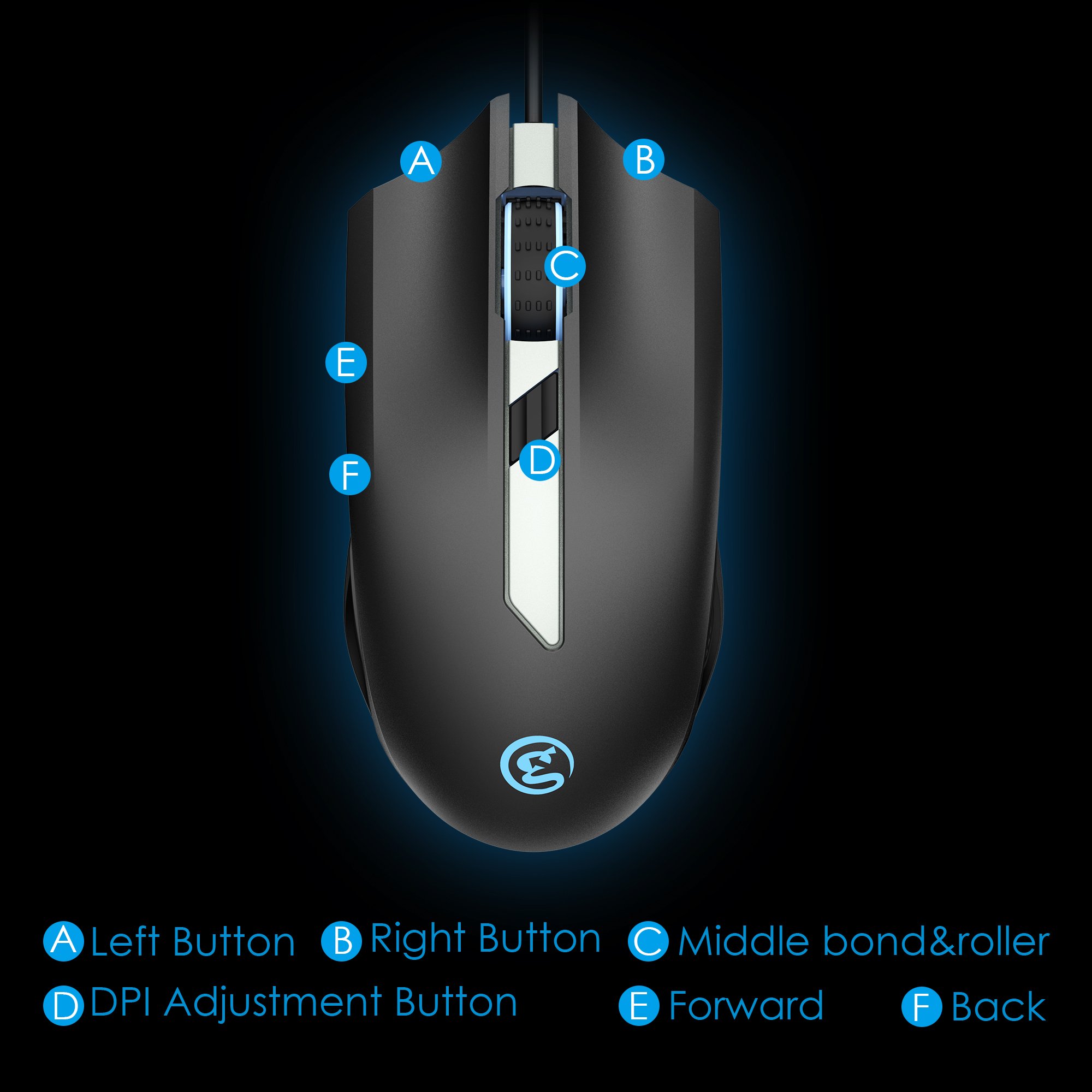 GameSir GM100 Gaming Mouse Wired Ergonomic Game USB Computer Mice RGB Gamer 6 Buttons Desktop Laptop PC Gaming Mouse