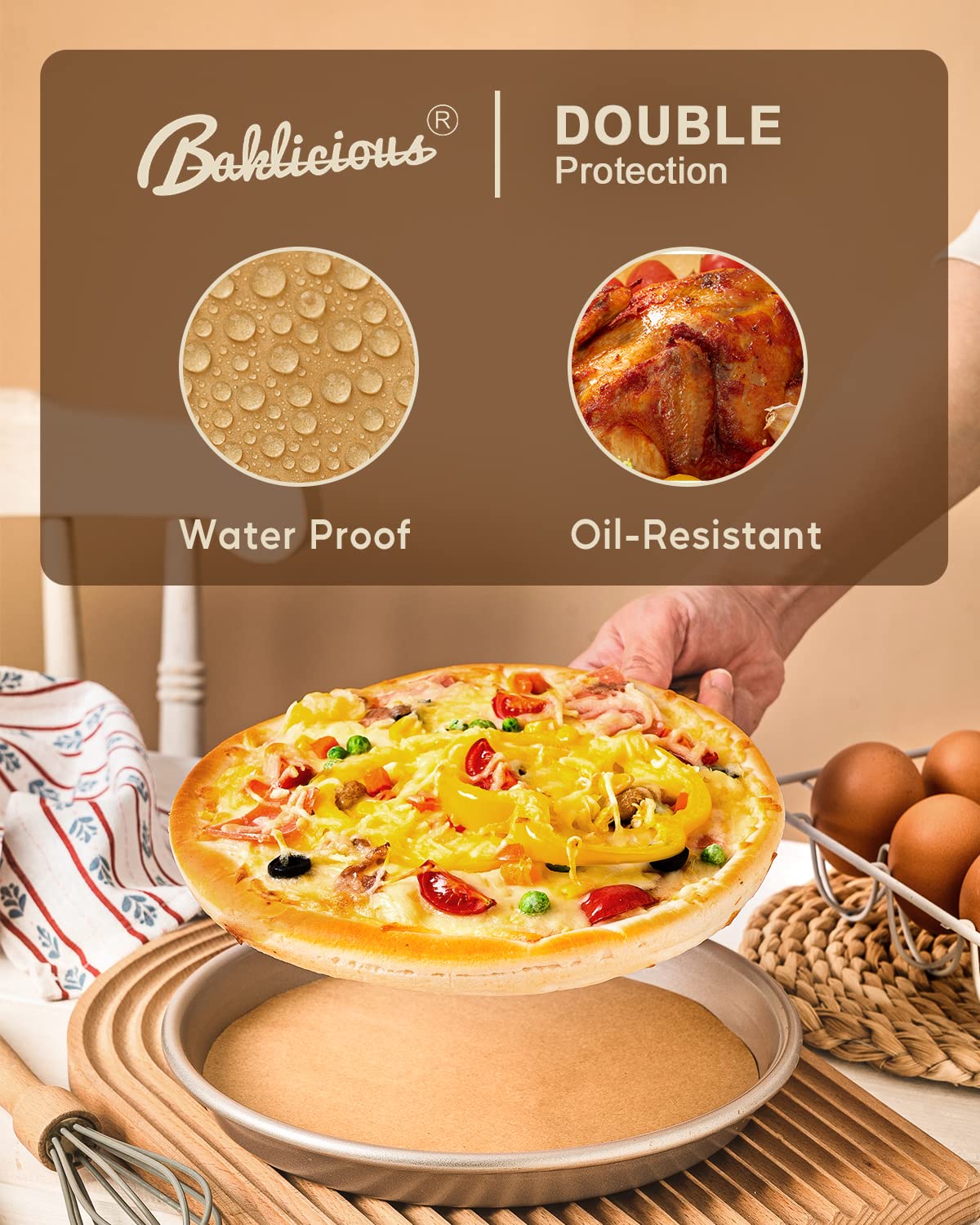 Baklicious 250Pcs 8 Inch Parchment Paper Rounds. Non Stick Round Parchment Paper, Baking Parchment Circles for Cake Baking, Patty Separating, Tortilla Wrapping