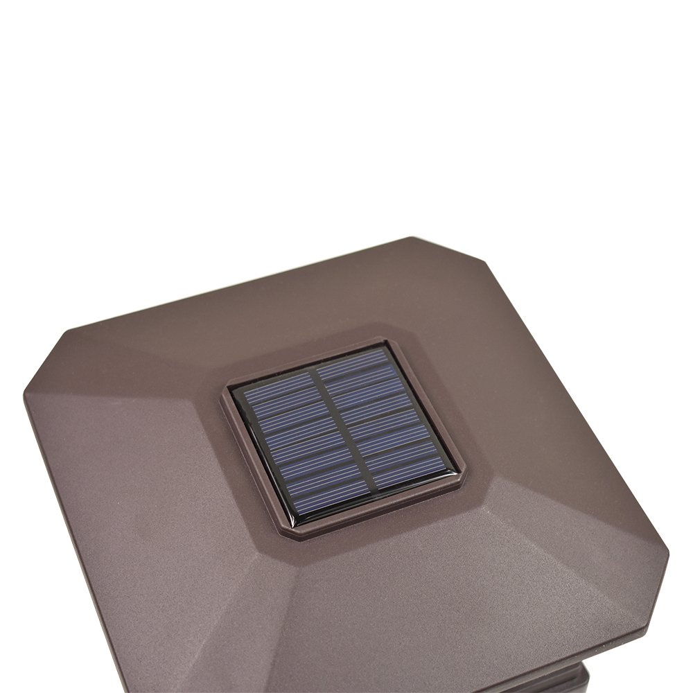 iGlow 1 Pack Brown Outdoor Garden 6 x 6 Solar SMD LED Post Deck Cap Square Fence Light Landscape Lamp PVC Vinyl Wood