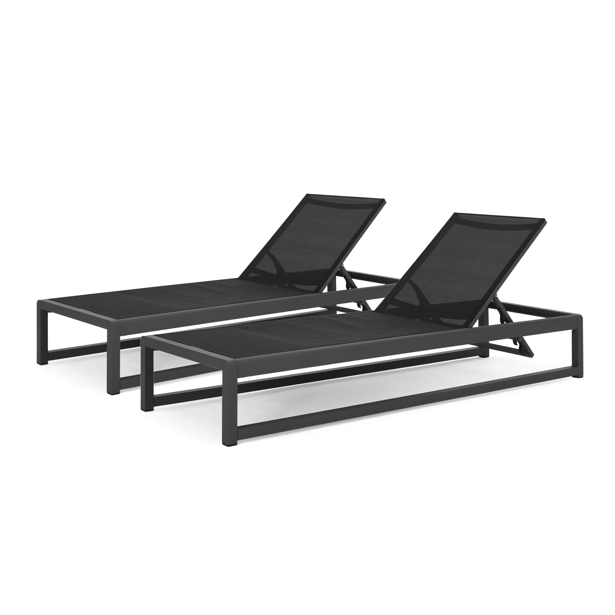 Christopher Knight Home Eudora Outdoor Chaise Lounge (Set of 2) + Jesse Coral Outdoor Modern Aluminum C-Shaped End Table