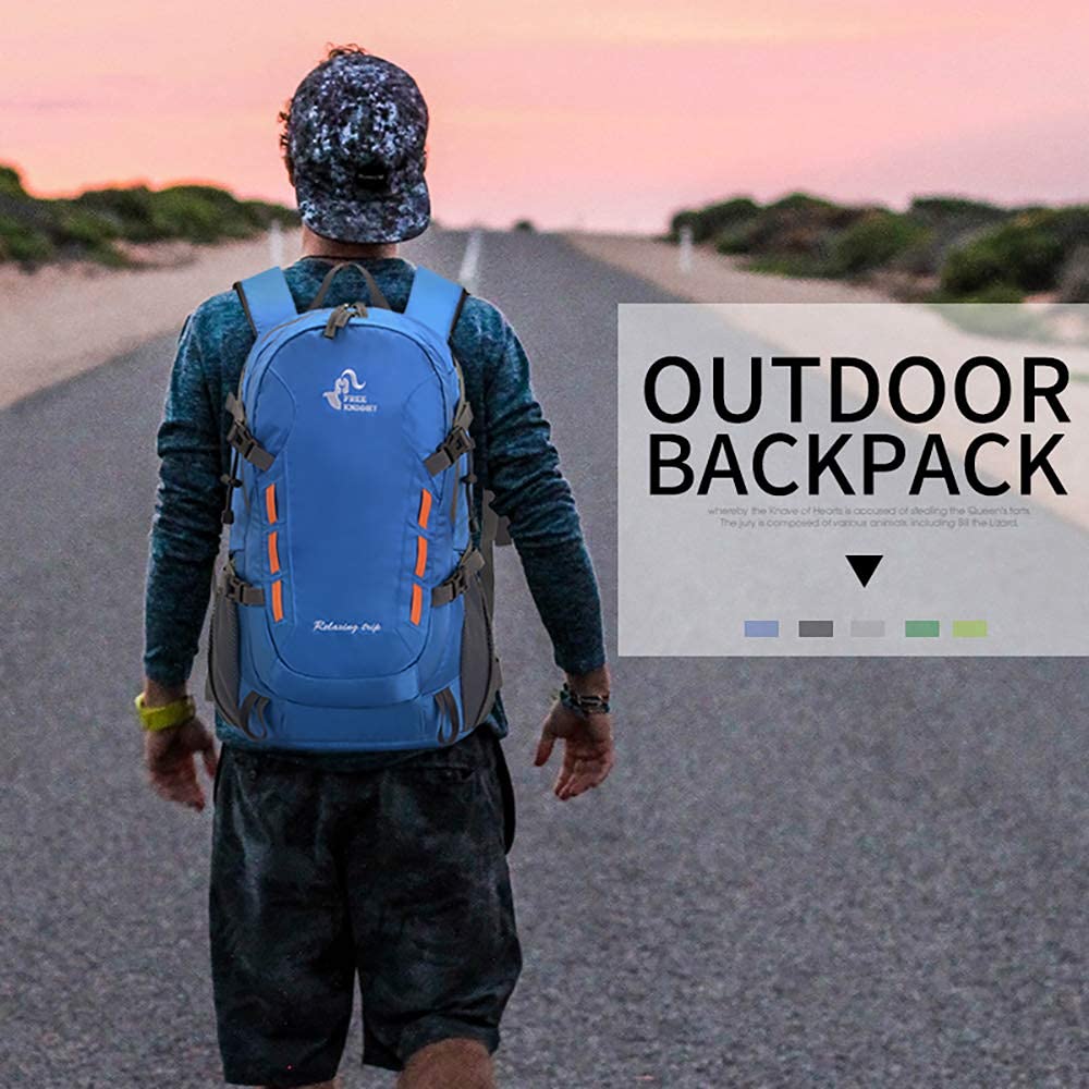 Bseash 40L Waterproof Hiking Camping Backpack,Outdoor Sport Lightweight Daypack Travel Bag for Mountaineering Skiing Climbing Cycling (Blue)