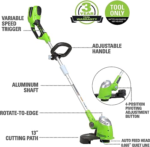 Greenworks 40V 21" Cordless Self-Propelled Lawn Mower,(500 CFM/120 MPH) Axial Leaf Blower,13" String Trimmer,Combo Kit w/ (1) 5Ah (1)2AH Battery, (2) 2A Chargers