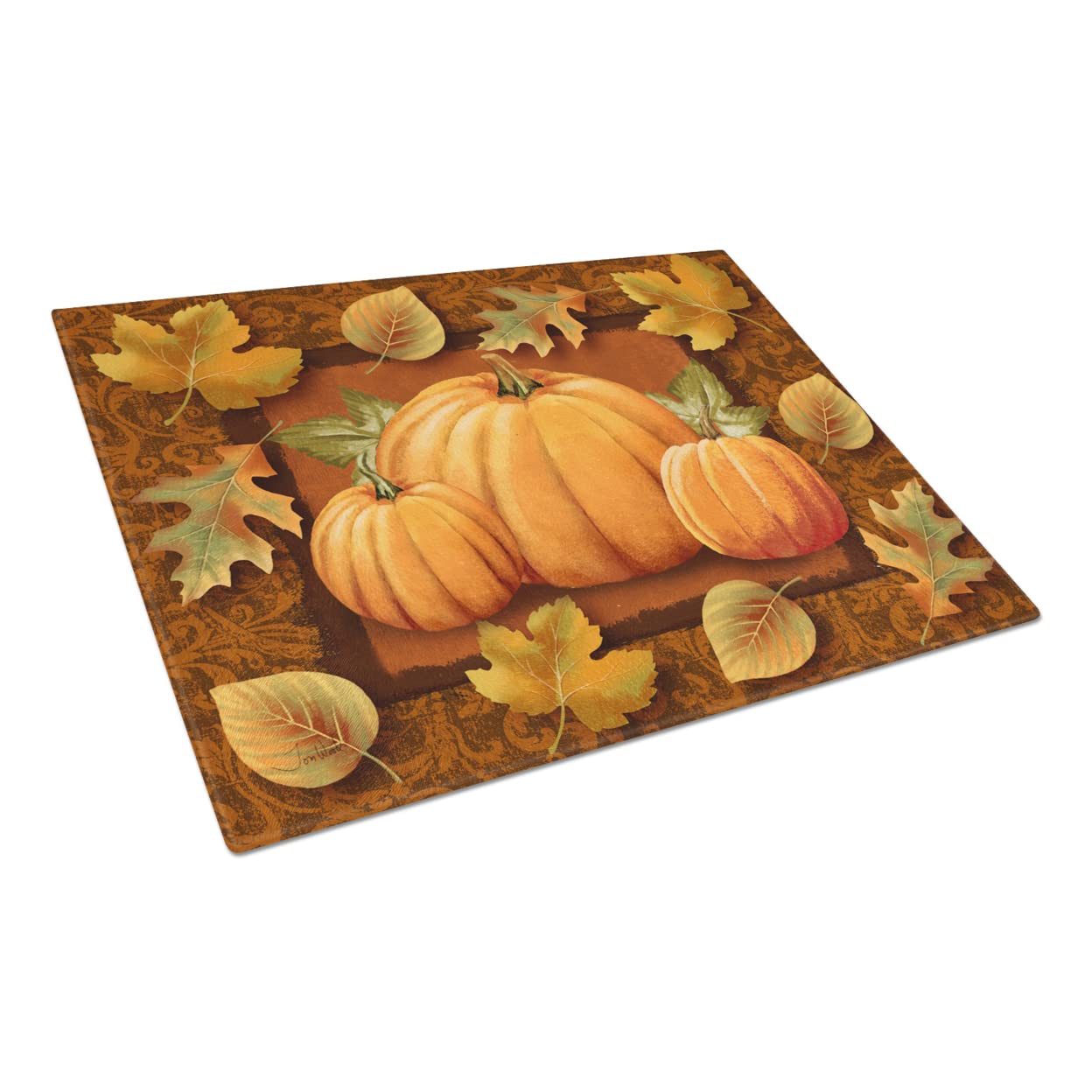 Caroline's Treasures PTW2009LCB Pumpkins and Fall Leaves Glass Cutting Board Large Decorative Tempered Glass Kitchen Cutting and Serving Board Large Size Chopping Board