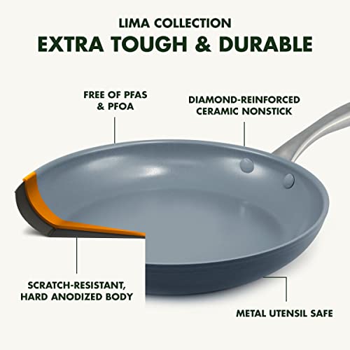 GreenPan Lima Hard Anodized Healthy Ceramic Nonstick 5QT Stock Pot with Lid, PFAS-Free, Oven Safe, Gray